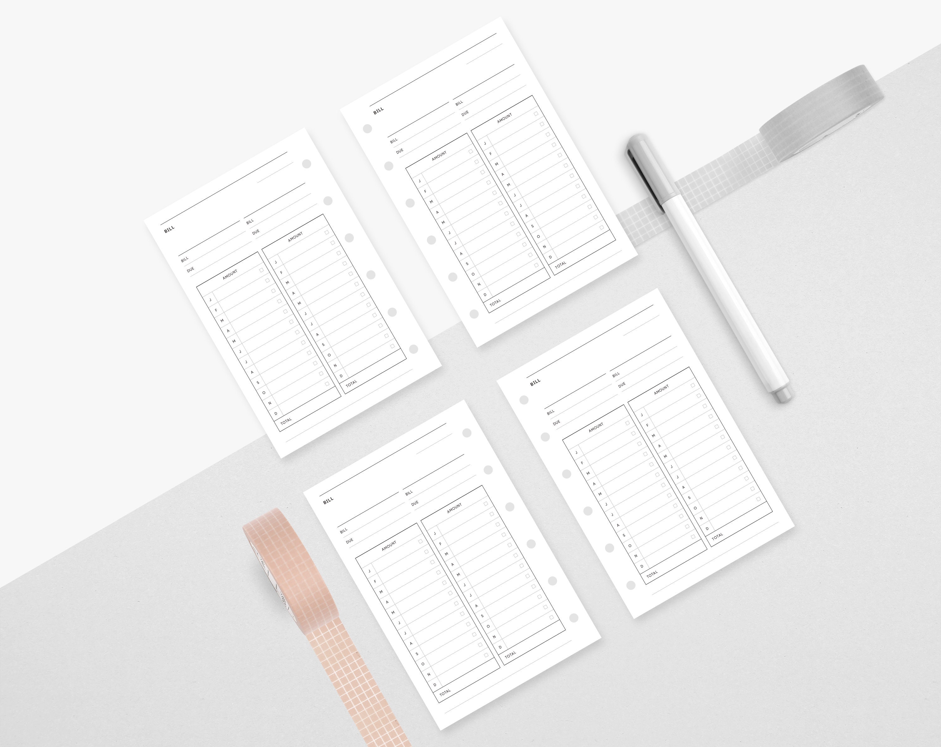 Pocket Inserts : Bill Tracker Printable, Bill Organizer, Bill Payment ...