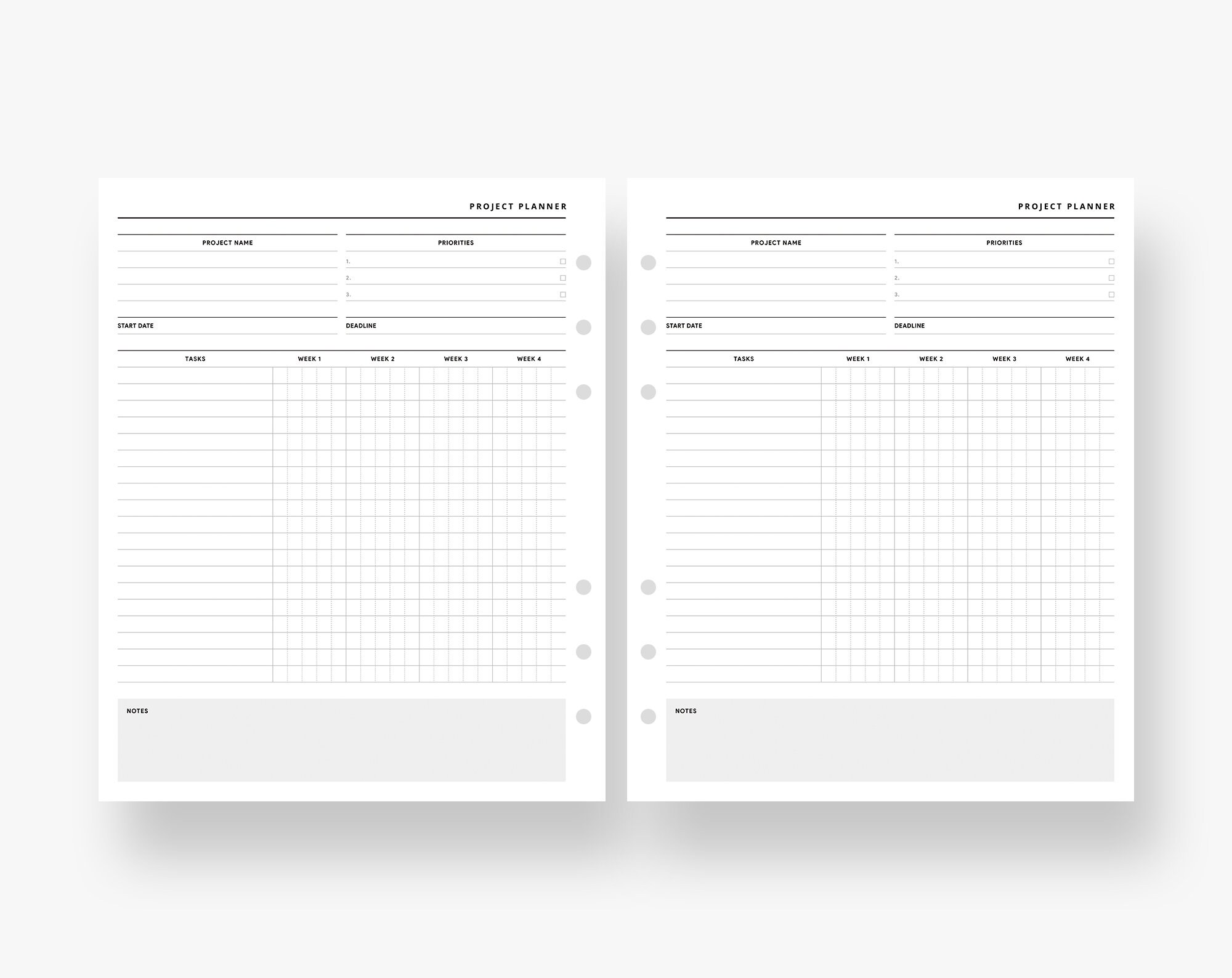 A5 Wide Inserts : Project Planner Printable, Work Productivity, Project ...