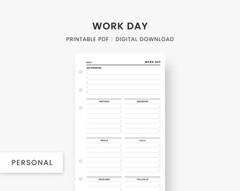 A5 Inserts : Work Day Planner Printable Daily Organizer | Etsy