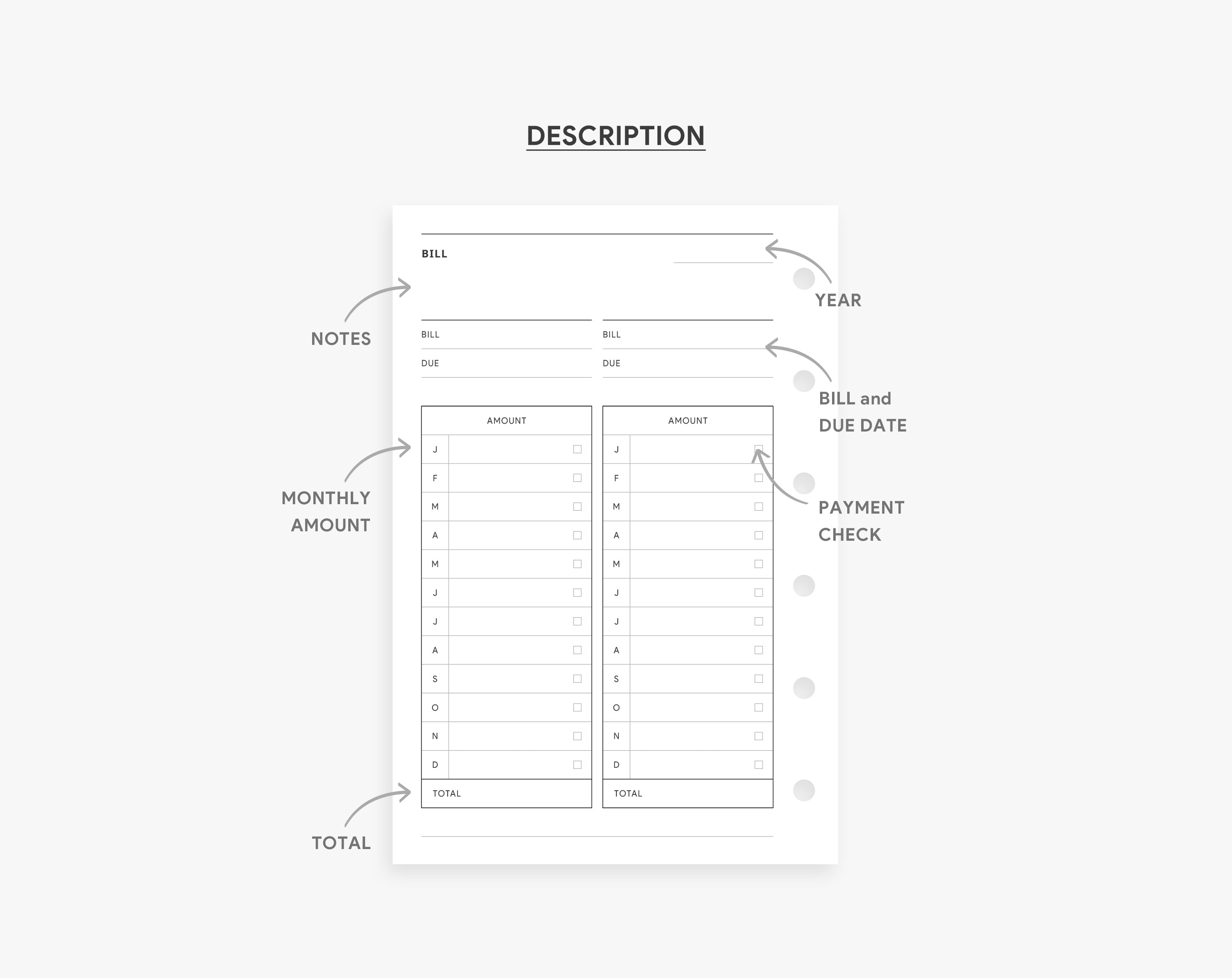 Pocket Inserts : Bill Tracker Printable, Bill Organizer, Bill Payment ...