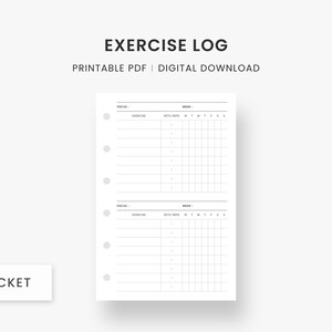 Pocket Inserts : Exercise Tracker Printable, Exercise Planner, Exercise ...