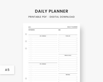 Daily Planner Insert Letter Size Printable Hourly Daily - Etsy