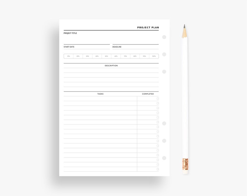 Project Planner Printable, Personal Wide Inserts, Productivity Planner ...
