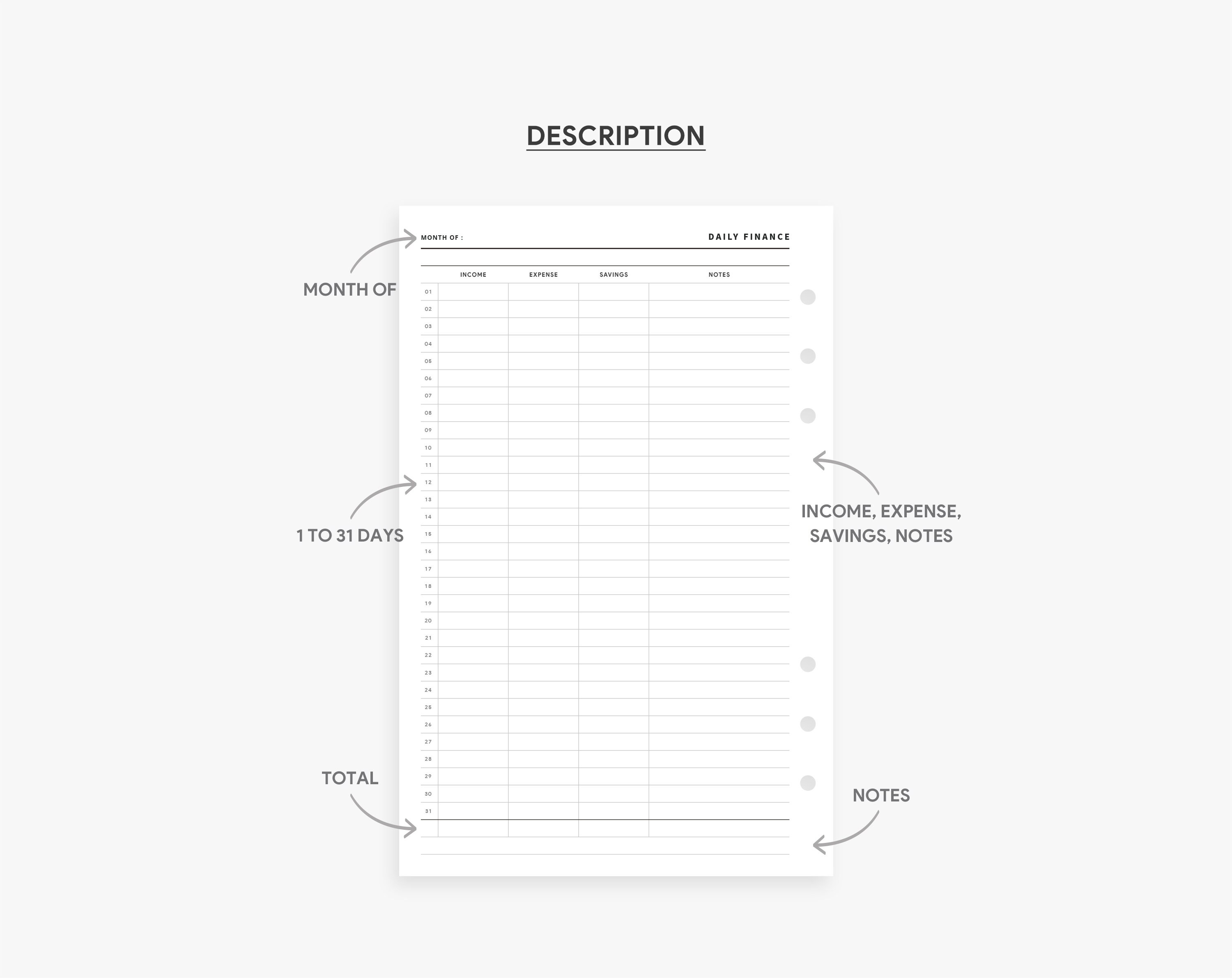 Daily Finance Tracker Printable Monthly Financial Planner - Etsy