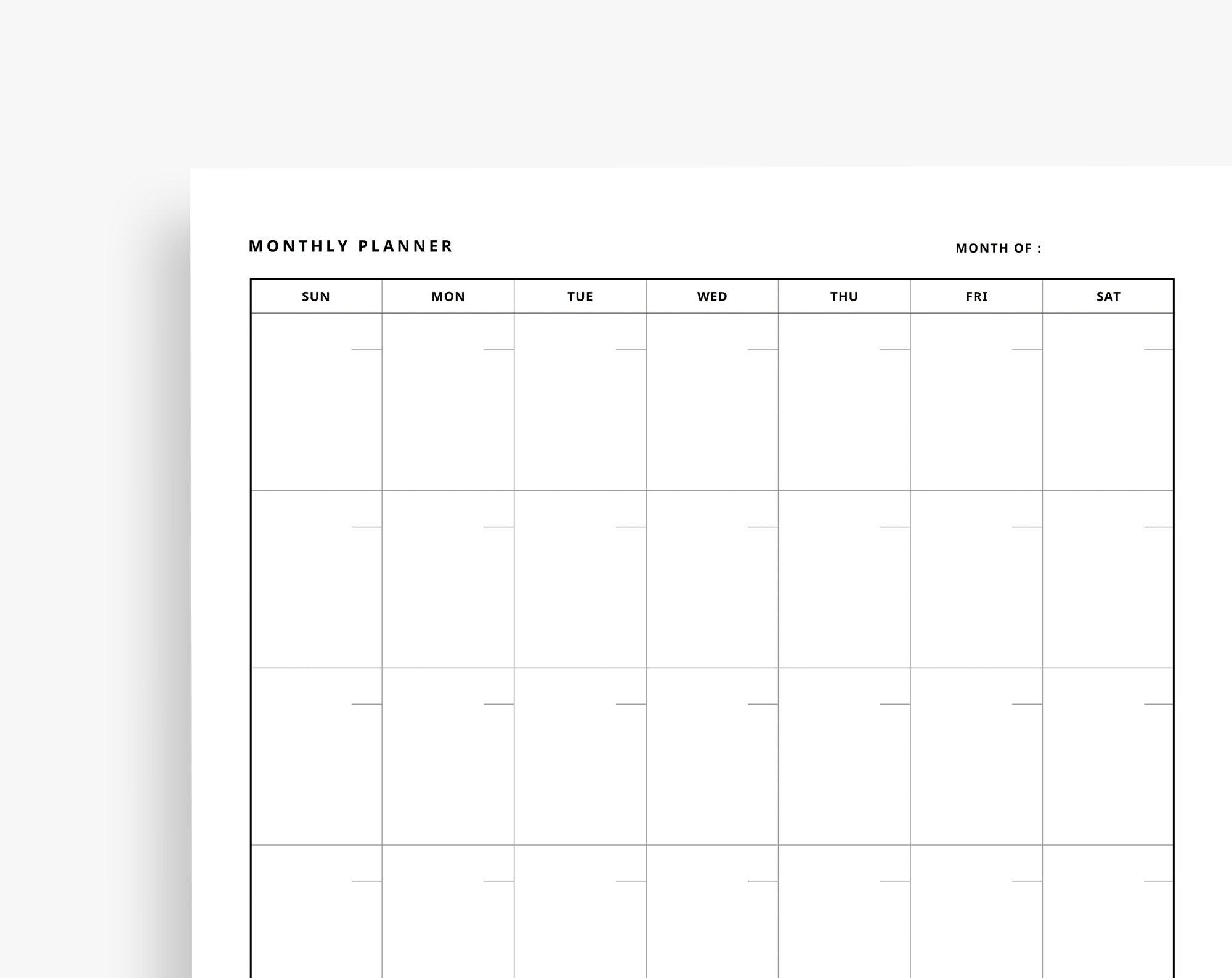 Monthly Printable Undated Minimal Planner, A4, US Letter Size Month on ...