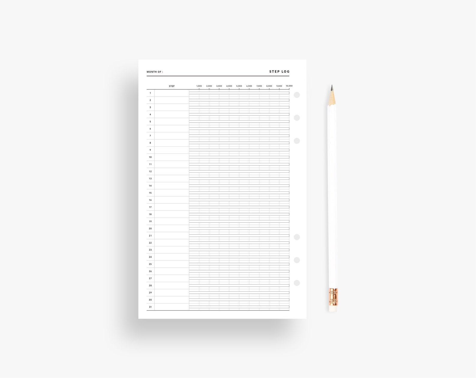 Step Log, Monthly Step Tracker Printable, Half Letter Inserts, Workout ...