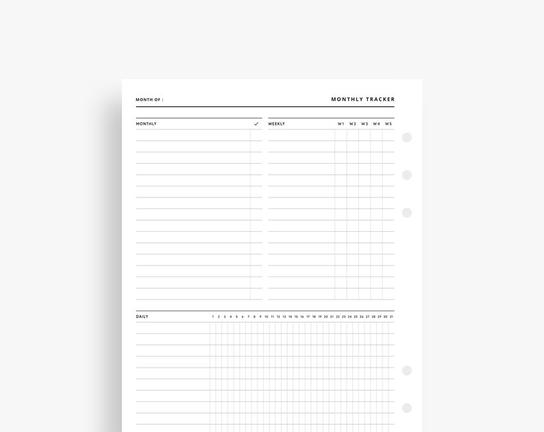 A5 Inserts : Monthly Tracker, Habit Tracker, Weekly Tracker, Daily ...