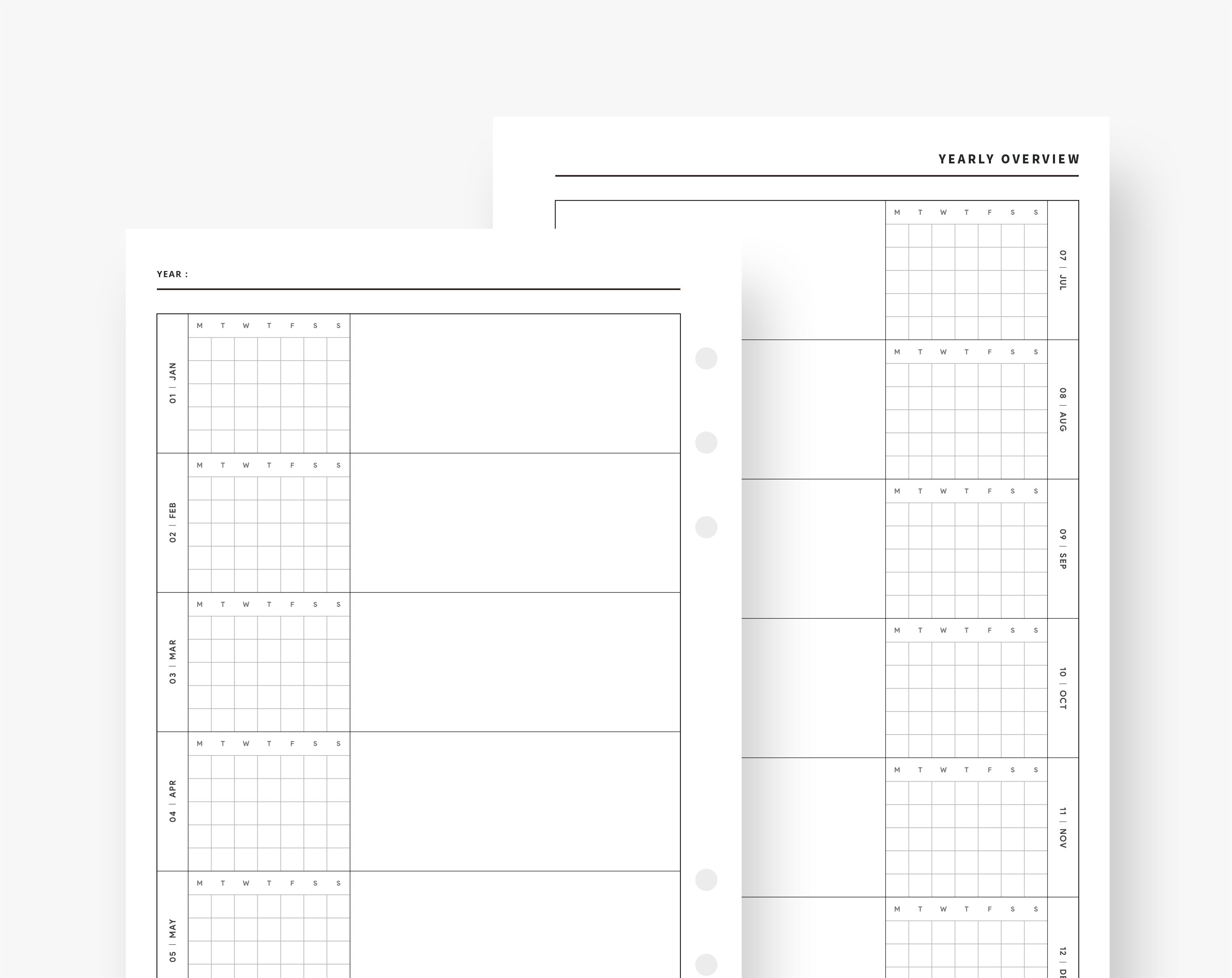 Yearly Overview Printable, Yearly Planner, Yearly Calendar, Year at a ...