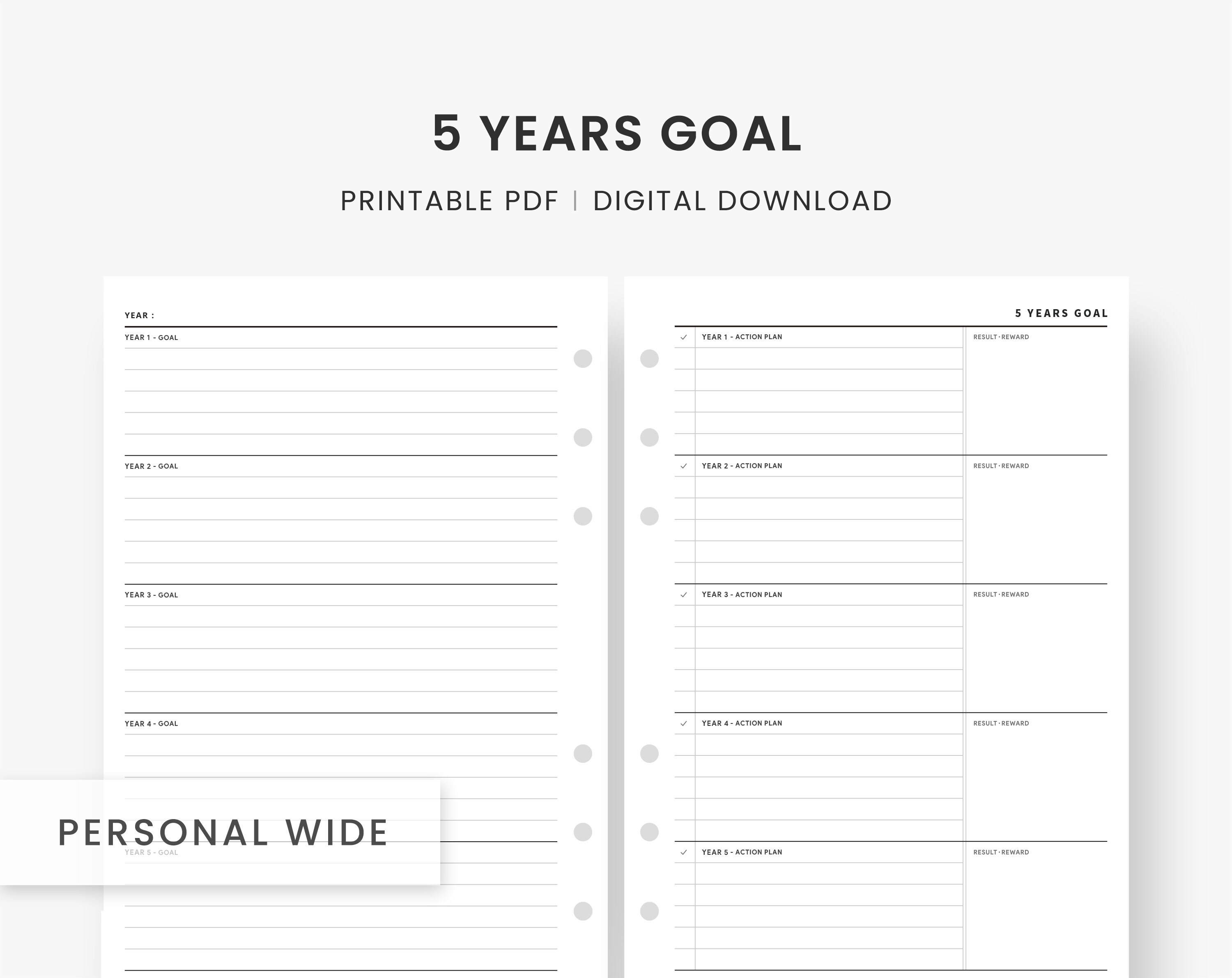 Goal Tracker Printable, Goal Setting, Goal Planning, 5 Year Planner ...