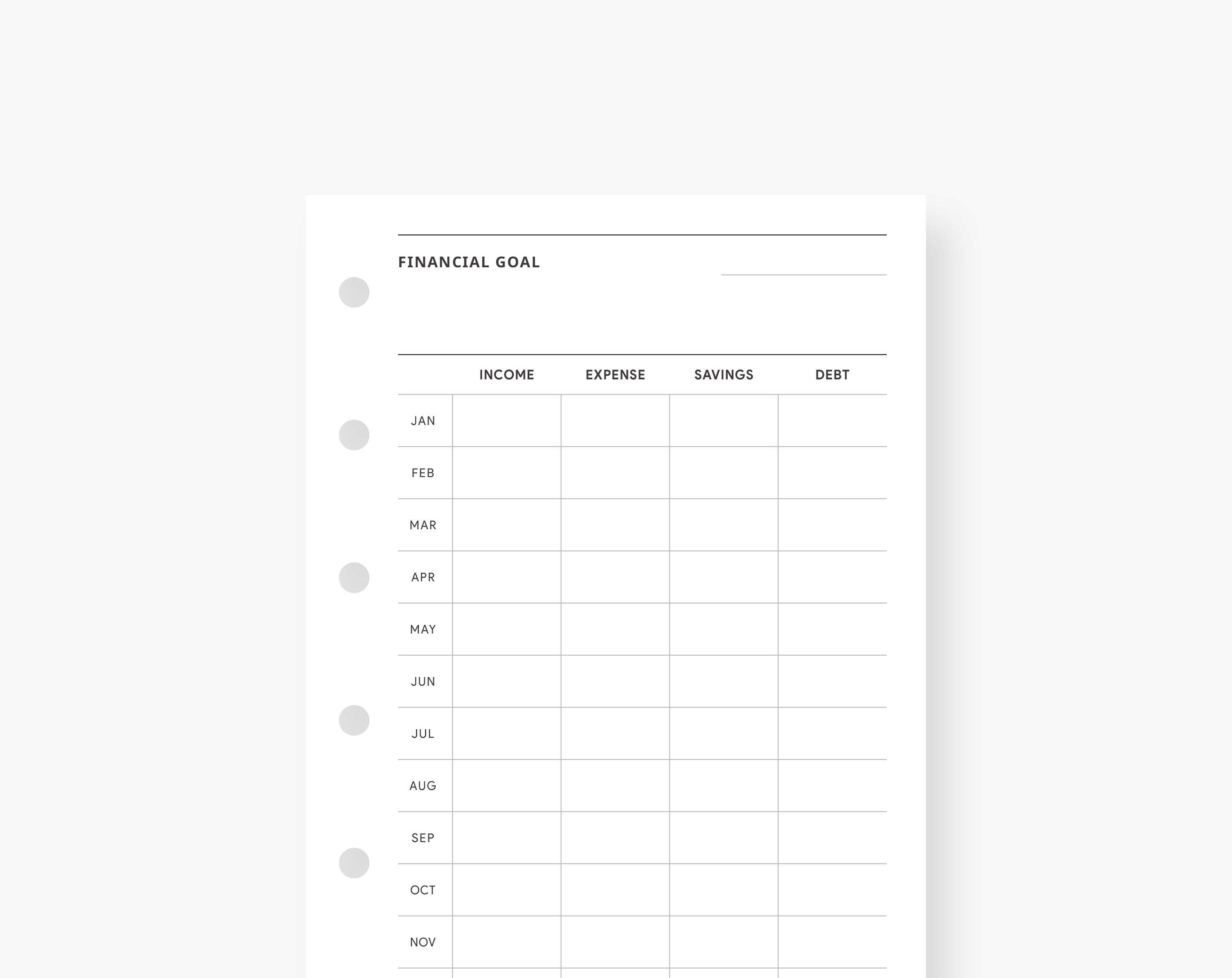 Pocket Inserts : Finance Planner Printable, Yearly Financial Overview ...