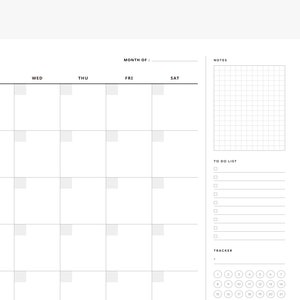 Monthly Overview Undated Blank Calendar, US Letter, A4 Size Horizontal ...