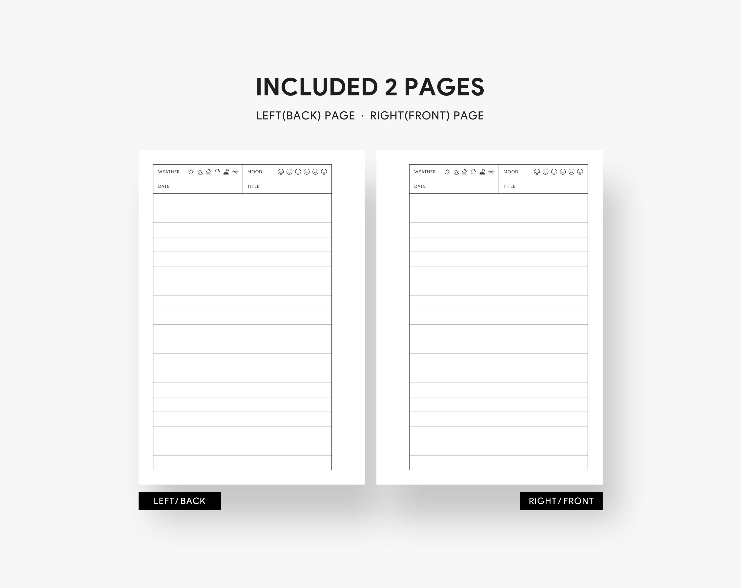 Pocket Inserts : Diary Planner Printable, Daily Log, Undated Planner ...