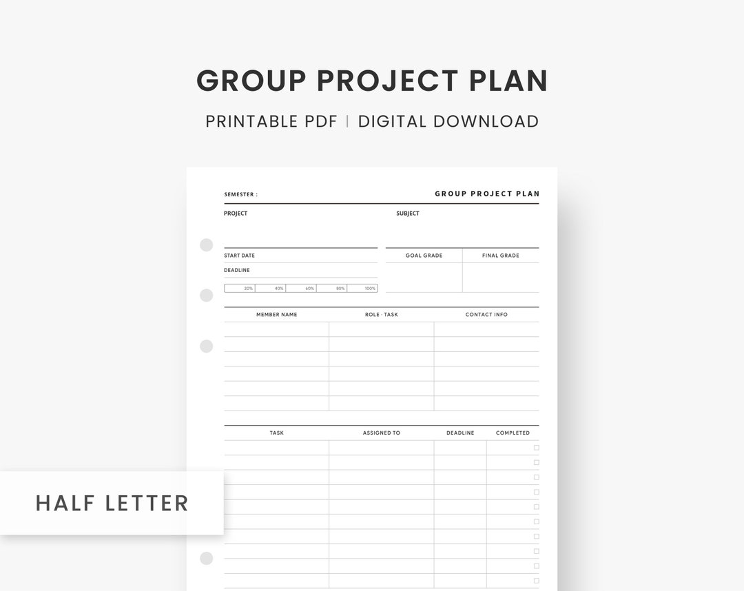 Group Project Planner Printable, Academic Planner, Student Project ...