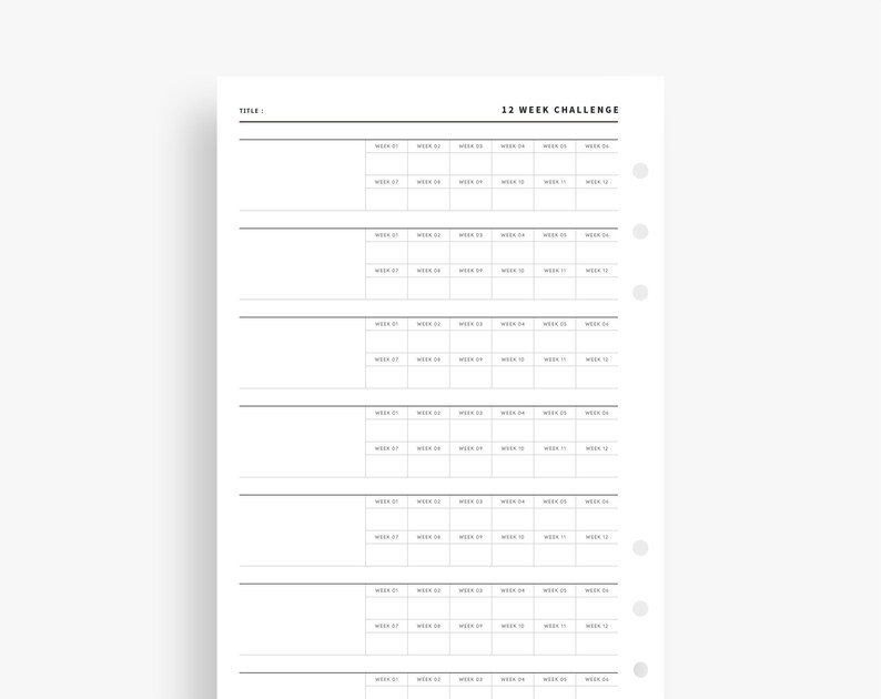 12 Week Challenge Tracker Printable, 12 Week Planner, Habit Tracker ...