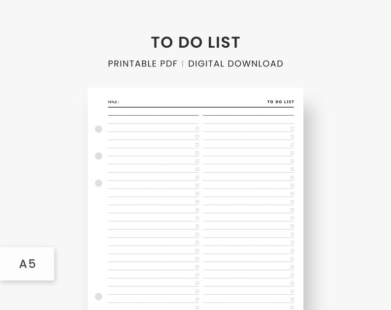 A5 Inserts : to Do List Printable, Productivity Planner, to Do List ...