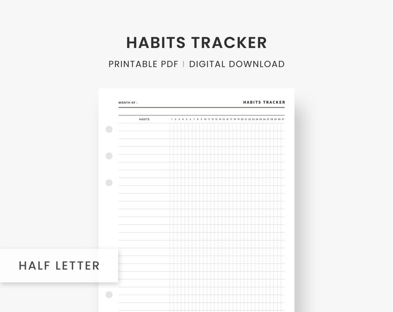 Habit Planner Printable Habit Tracker Monthly Tracker Goal - Etsy