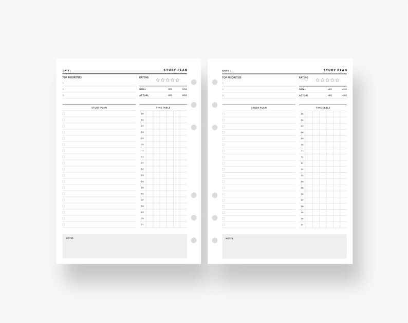 Study Planner Printable, Personal Wide Inserts, Student Planner ...