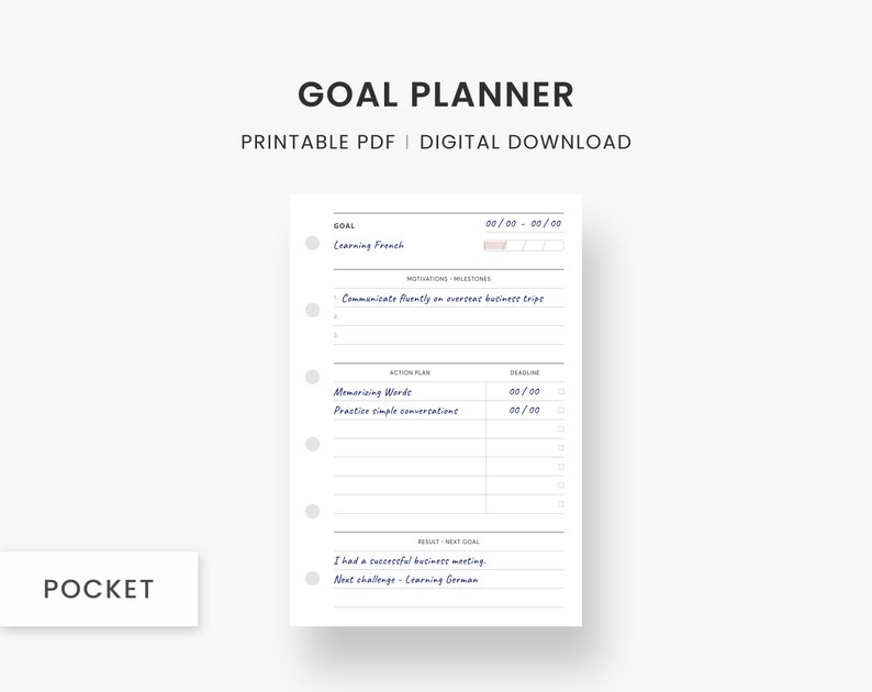 Pocket Inserts : Goal Planner Printable Goal Setting Goal - Etsy