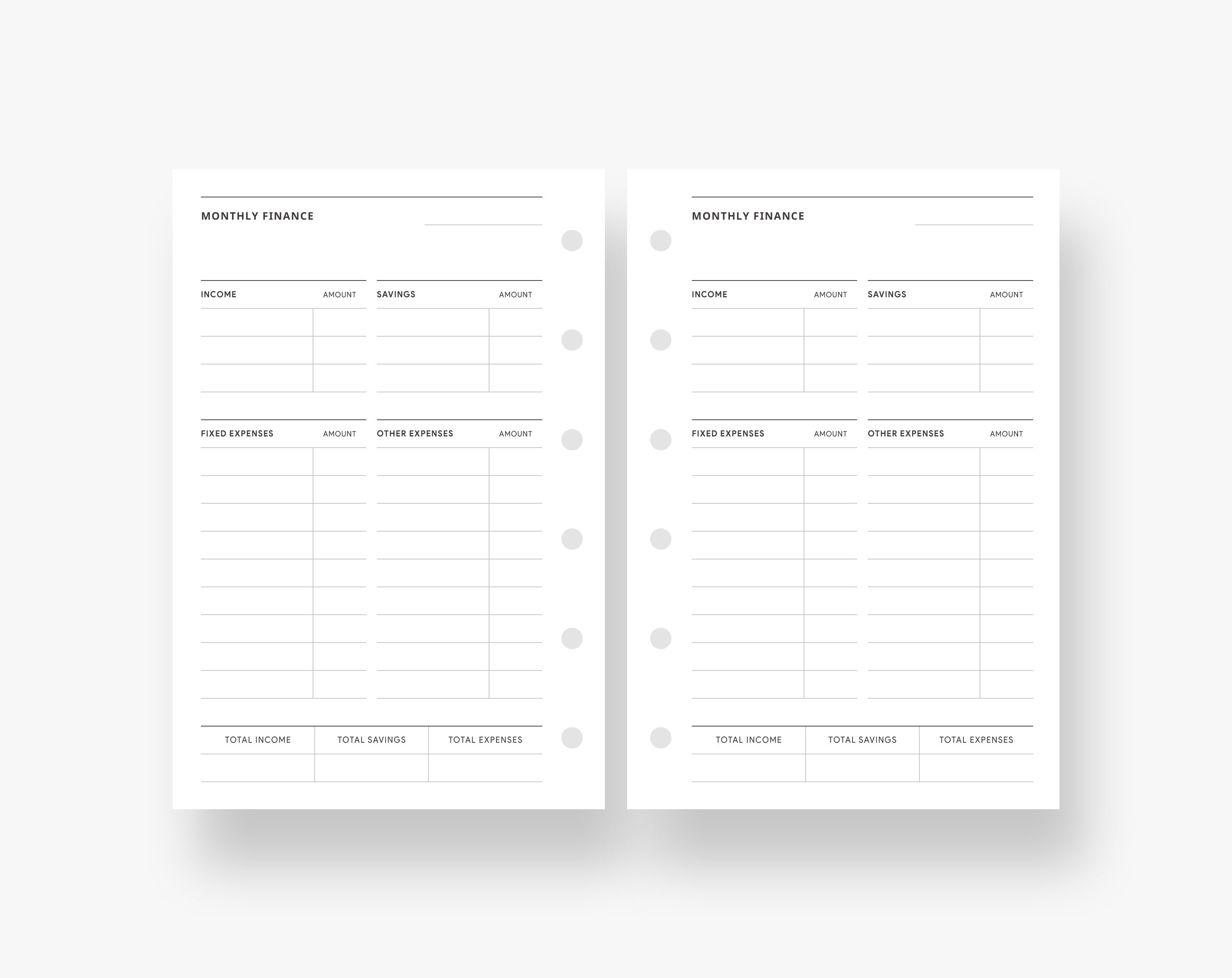 Pocket Inserts : Monthly Budget Planner Printable, Financial Planner ...
