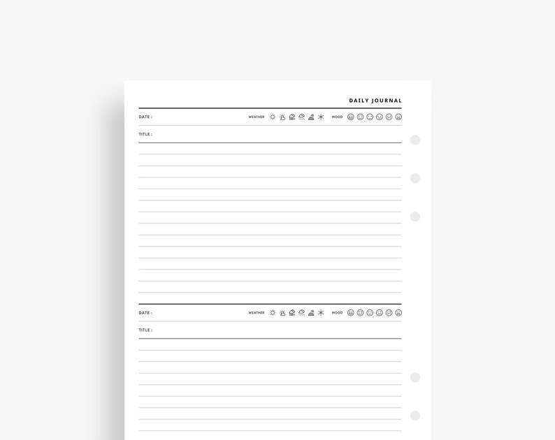 Daily Journal Printable A5 Insert Journal Template With - Etsy