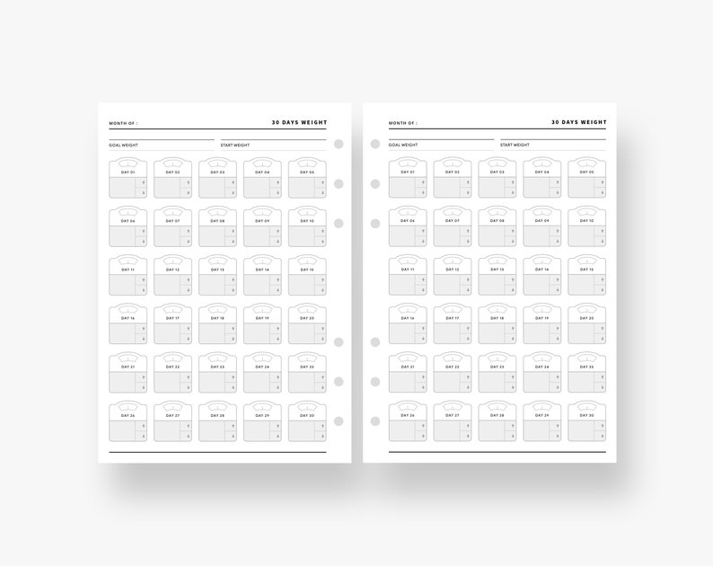 Weight Tracker Printable Personal Wide Inserts Weight Loss - Etsy