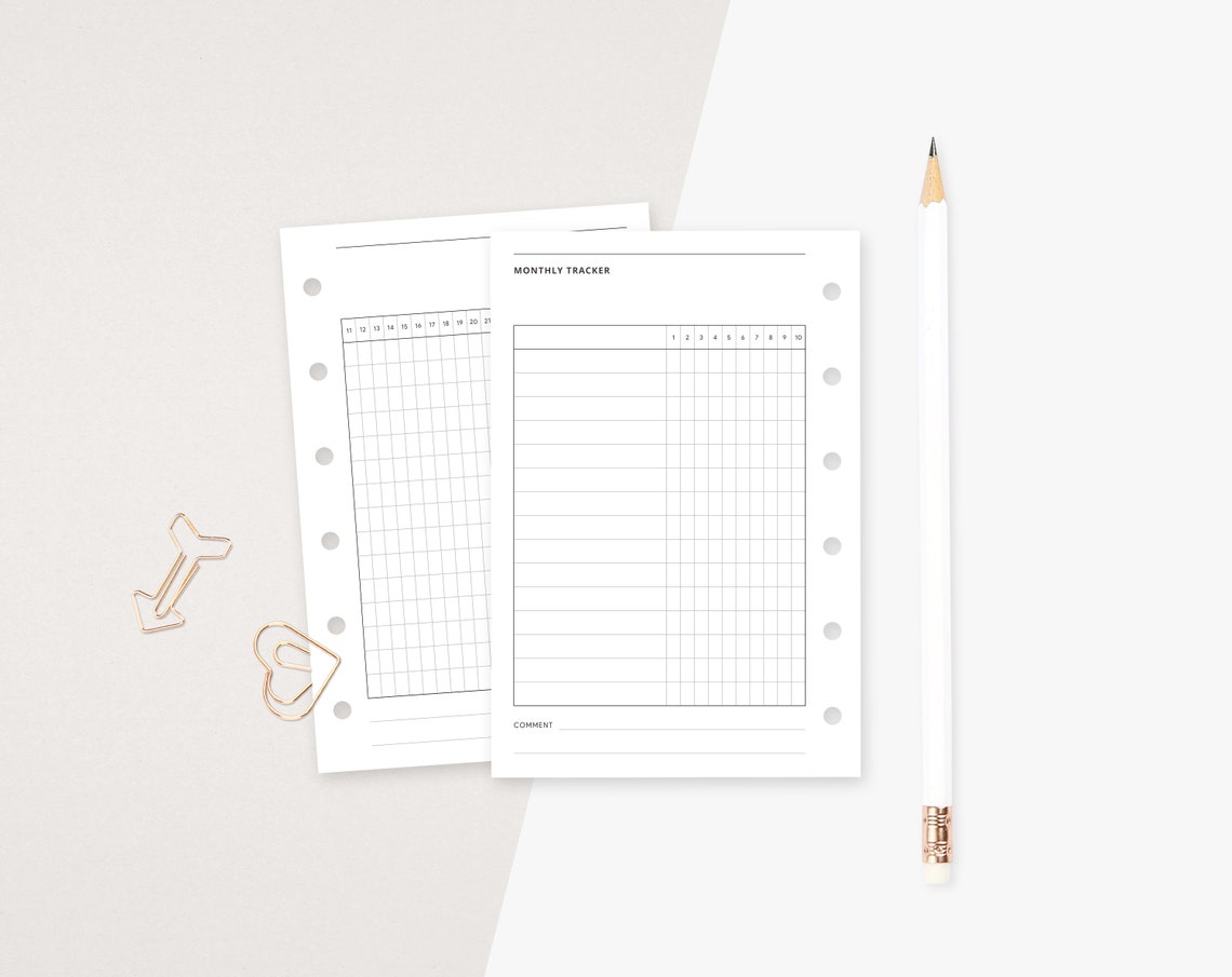Pocket Inserts : Monthly Tracker Printable, Habit Planner, Goal Tracker ...