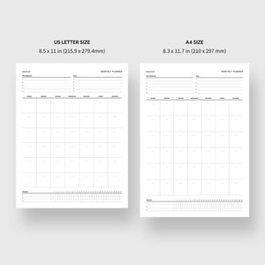 Monthly Planner Printable, Month on One Page Inserts With Goal and ...