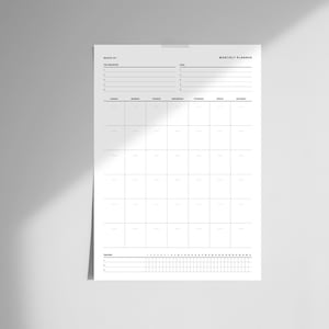 Monthly Planner Printable, Month on One Page Inserts With Goal and ...