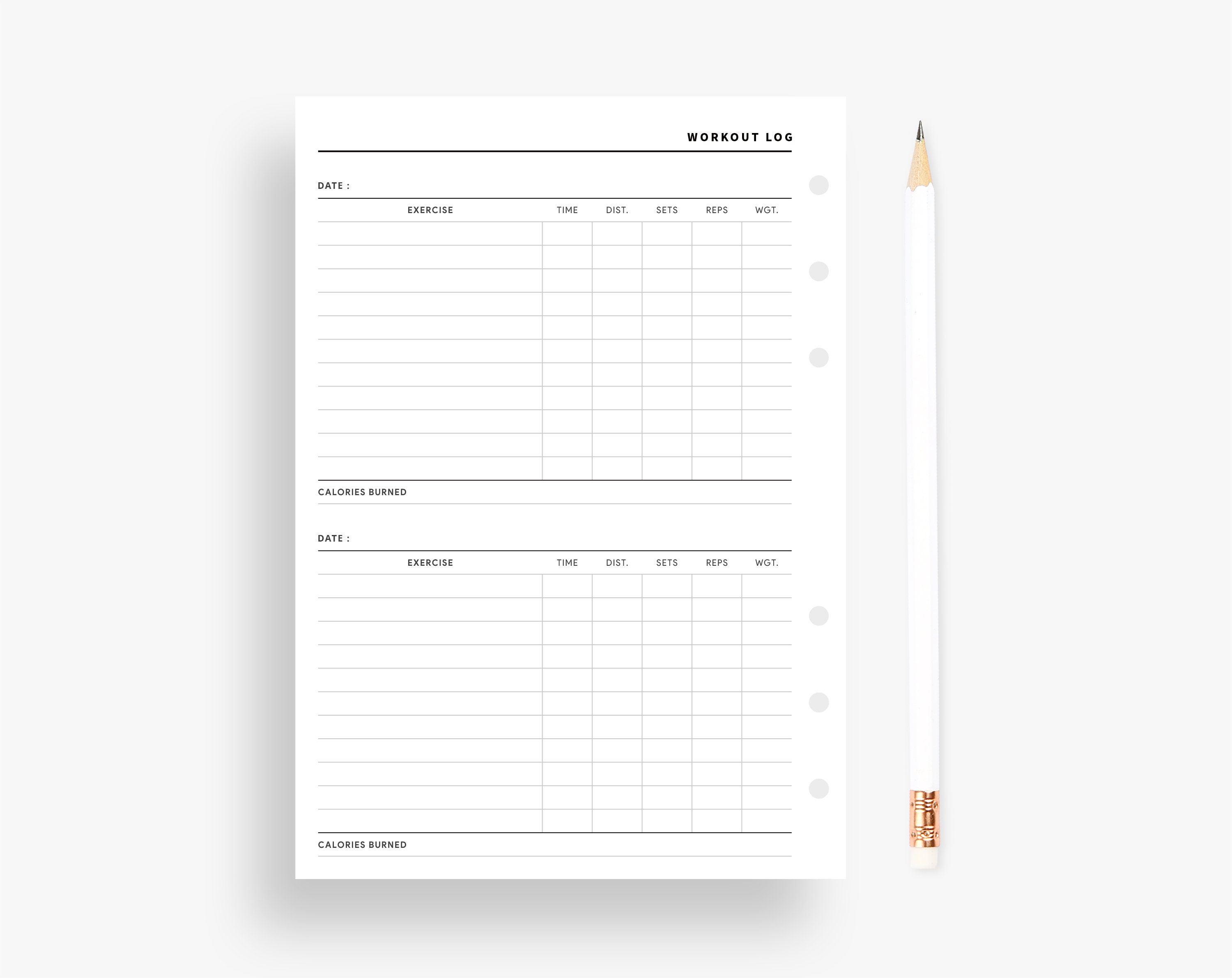 Workout Tracker Planner Printable, Personal Wide Inserts, Workout Log ...