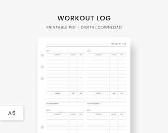 Daily Workout Log Fitness Tracker Printable PDF Exercise - Etsy
