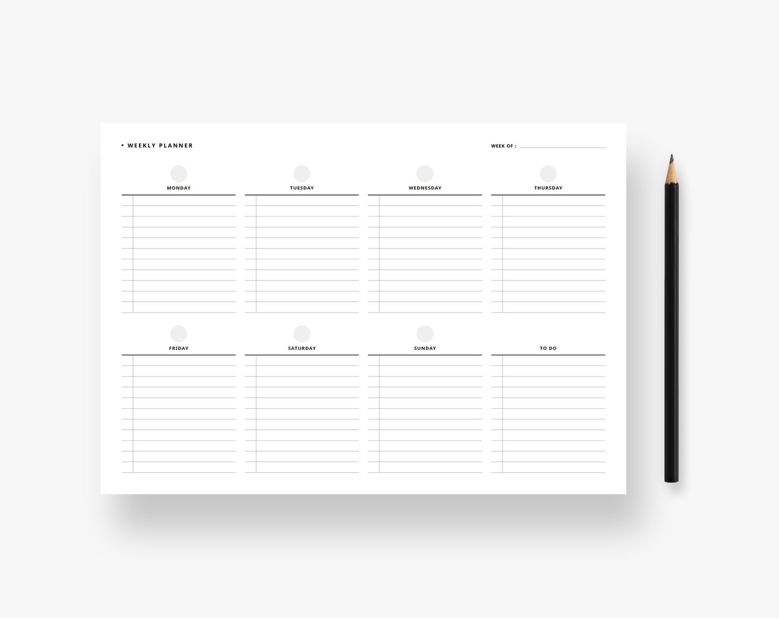 Week on 1 Page Minimalist Work Planner, Printable Undated Weekly ...