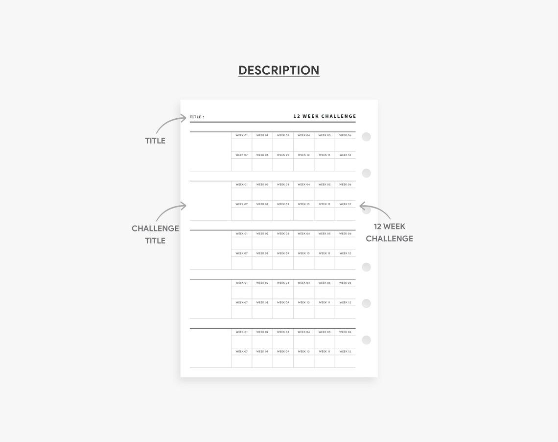 12 Week Challenge Habits Tracker 12 Week Tracker Challenge - Etsy