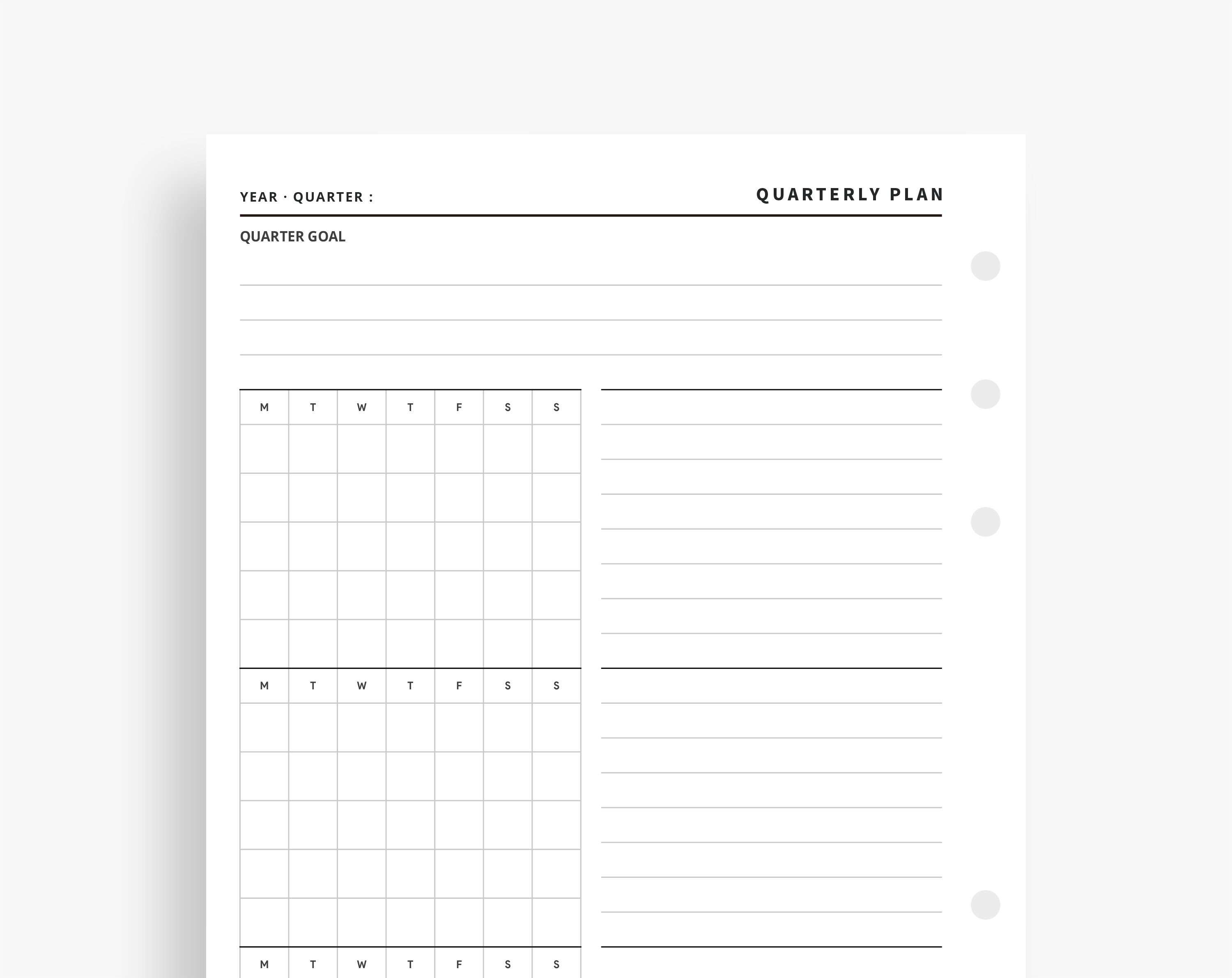 Quarterly Planner Printable, Personal Wide Inserts, 3 Month Planner ...