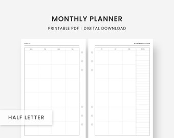 2022 Printable Monthly Planner Printable Calendar Undated - Etsy