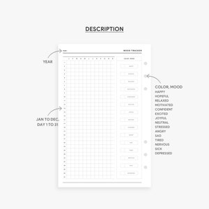 Mood Tracker Printable Half Letter Inserts Mood Journal - Etsy