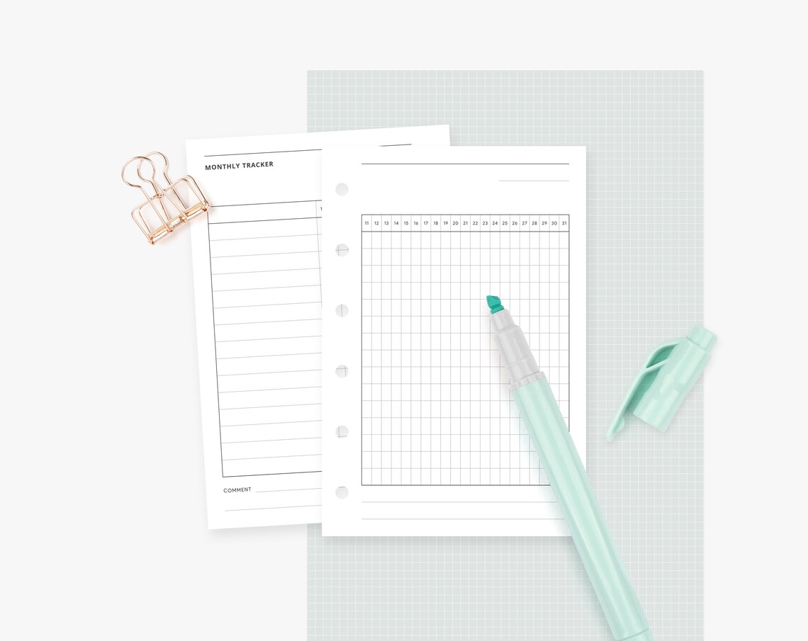 Pocket Inserts : Monthly Tracker Printable Habit Planner - Etsy