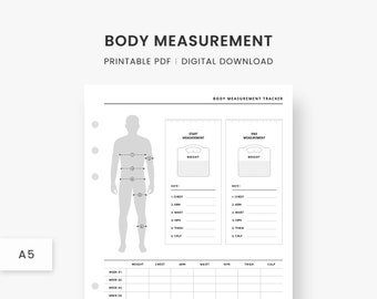 A5 Inserts : Body Measurement Tracker Printable Body Progress | Etsy