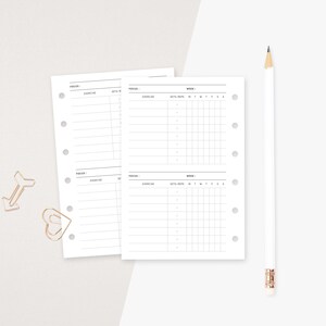 Pocket Inserts : Exercise Tracker Printable, Exercise Planner, Exercise ...