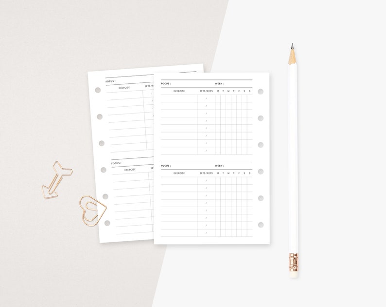 Pocket Inserts : Exercise Tracker Printable Exercise Planner - Etsy