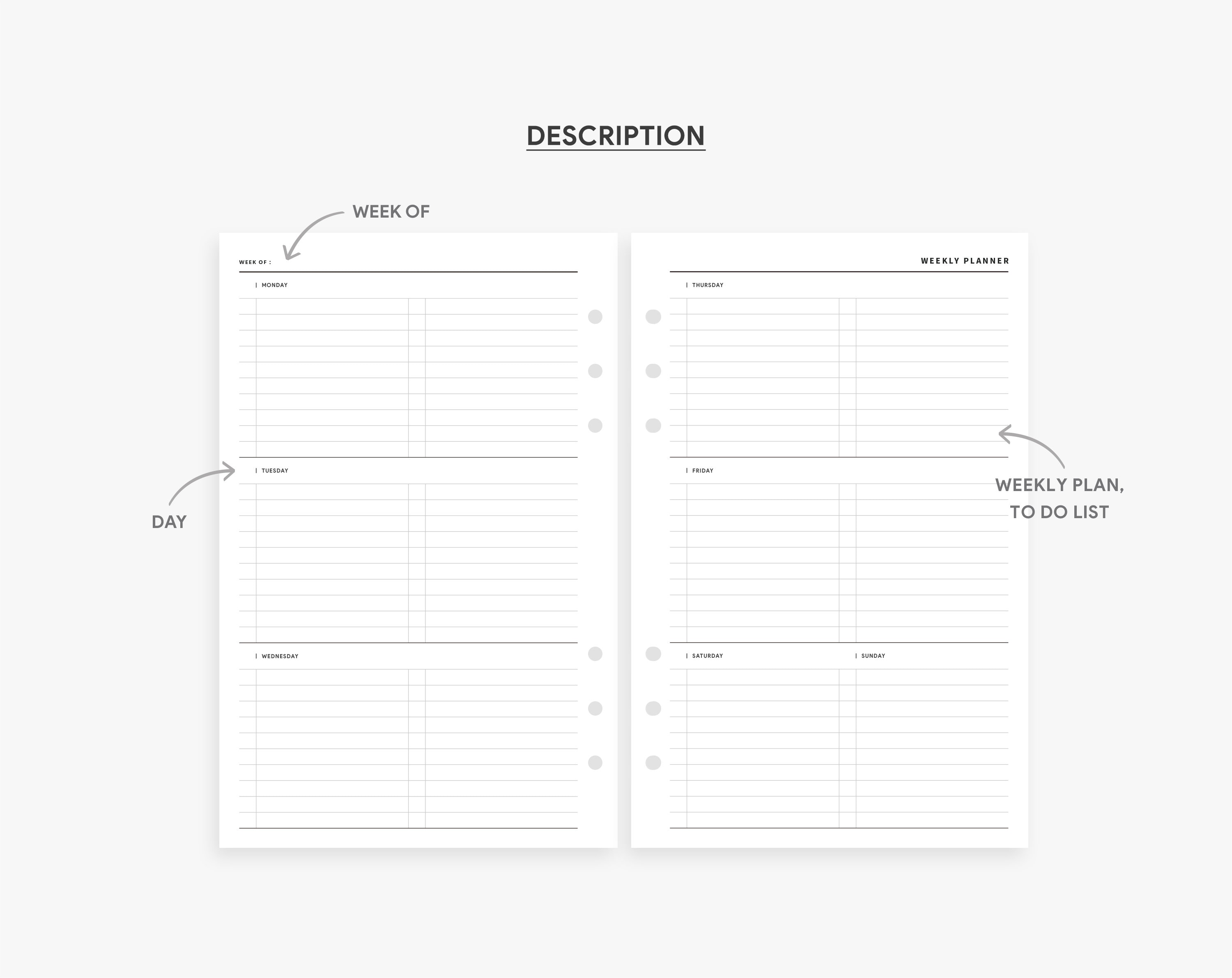 Weekly Planner Printable, Weekly Agenda, Weekly Overview, Weekly to Do ...