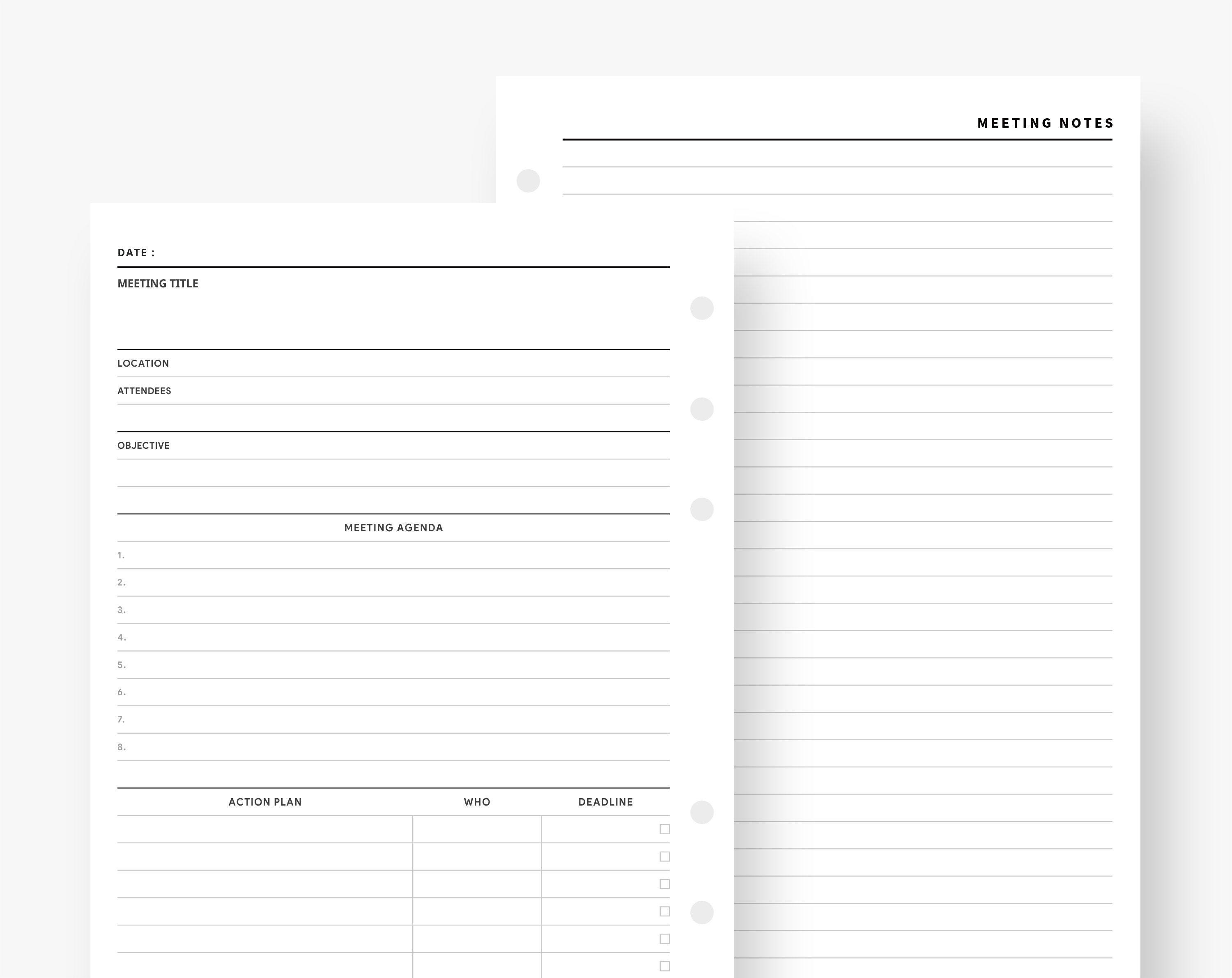 Meeting Minutes Printable, Meeting Agenda, Meeting Template, Personal ...