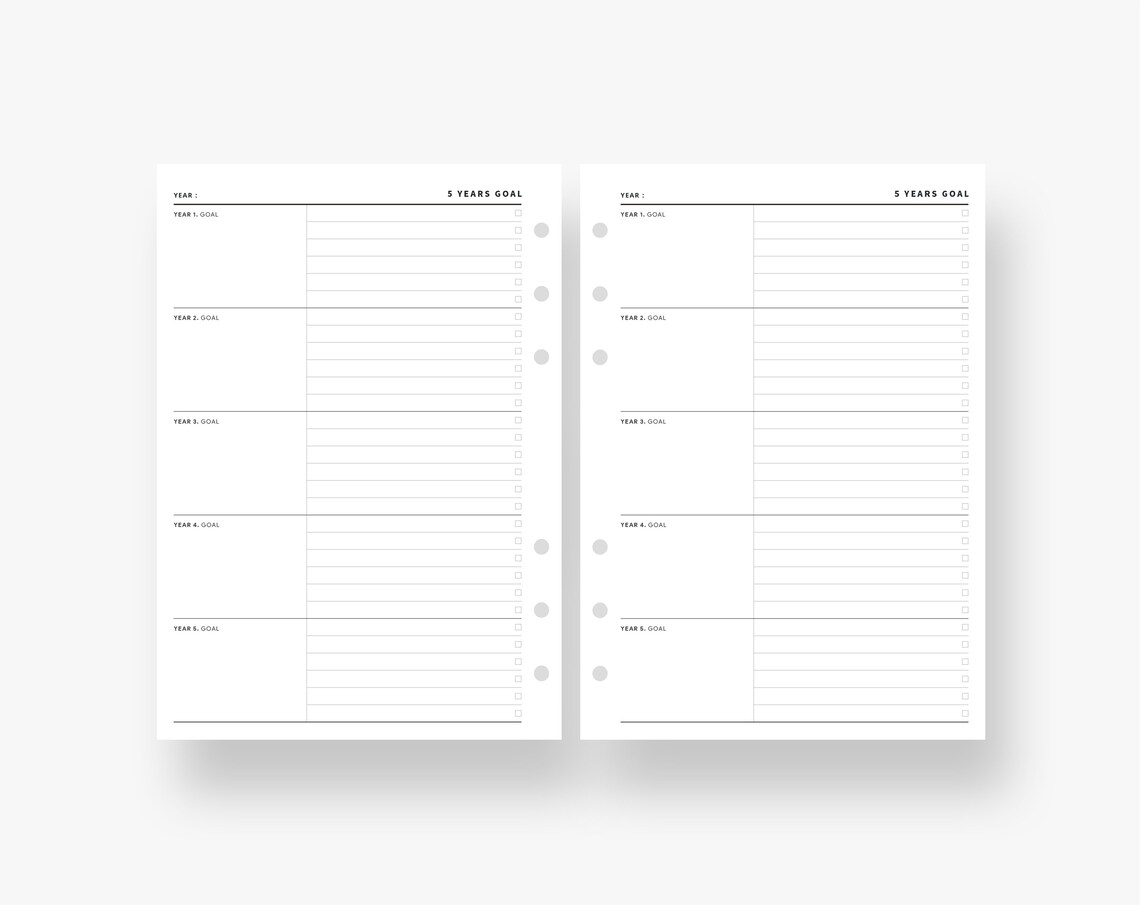 5 Years Goal Planner Printable, Goal Planning, Goal Setting, Personal ...