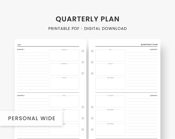 Quarterly Planner Printable Yearly Planner 12 Month Planner | Etsy