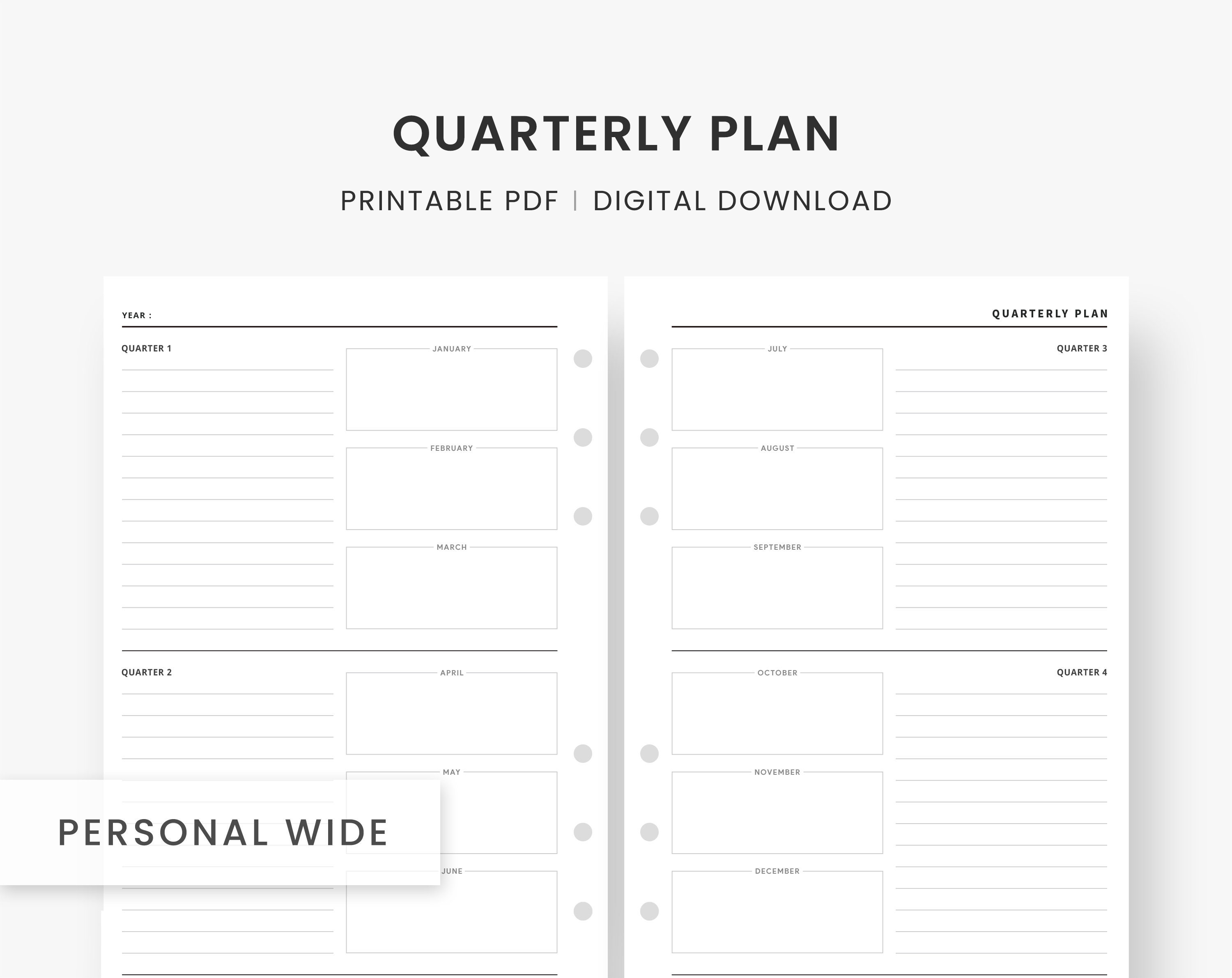 Quarterly Planner Printable, Yearly Planner, 12 Month Planner, Yearly ...