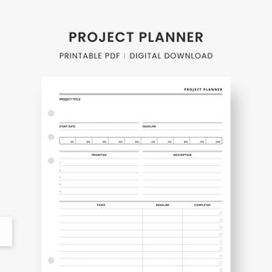A5 Inserts : Project Planner Printable Productivity Organizer - Etsy