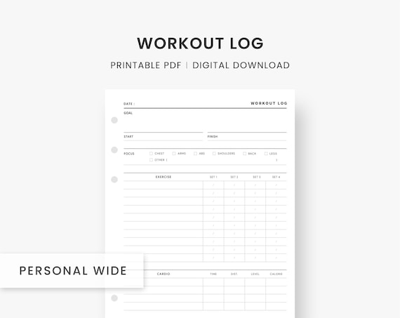 Workout Planner Printable Exercise Planner Personal Wide - Etsy