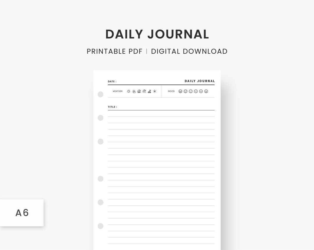 A6 Inserts : Daily Journal, Daily Planner Pages, Journal Template ...