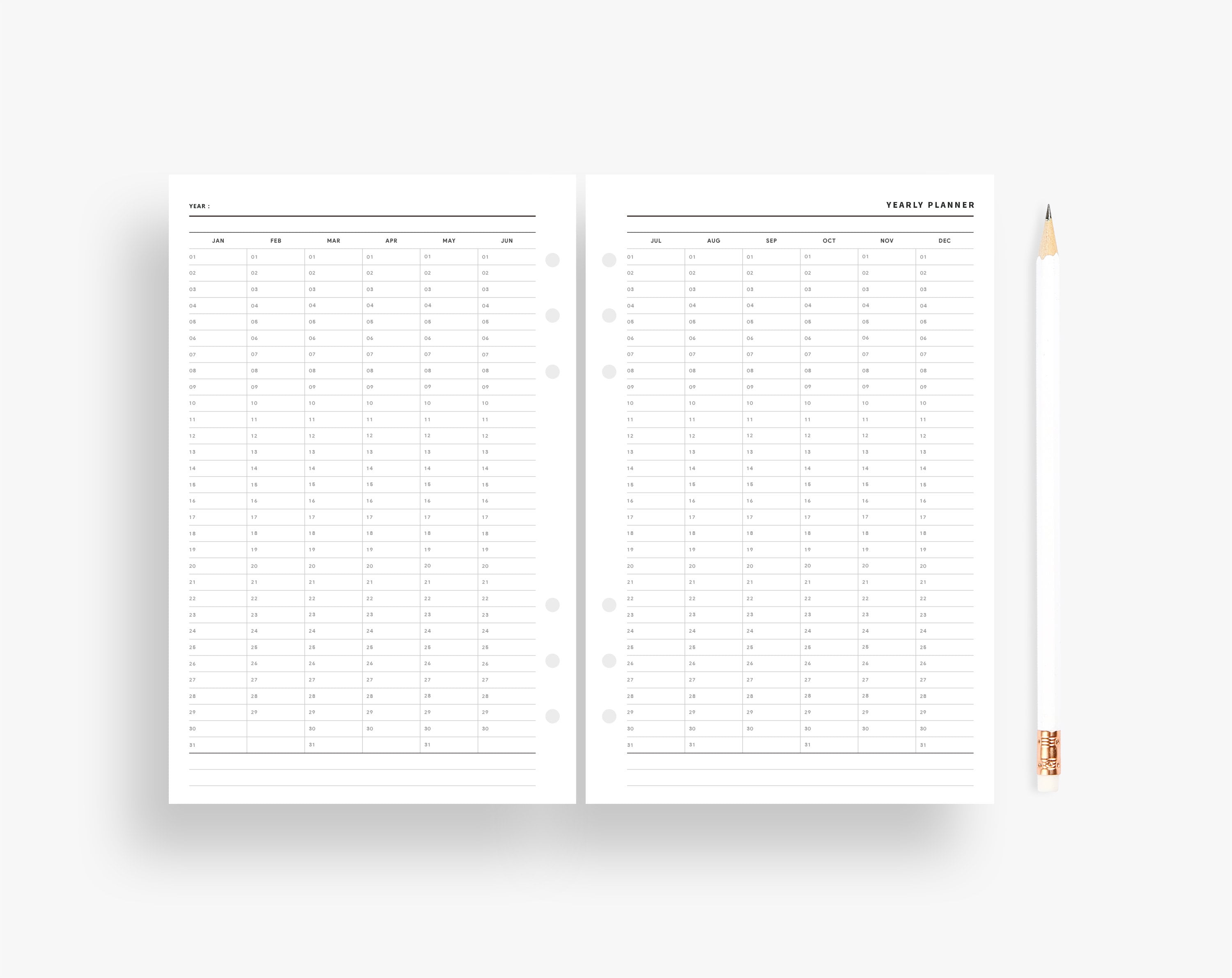 Yearly Planner Printable, Annual Planner, Yearly Agenda, Yearly ...
