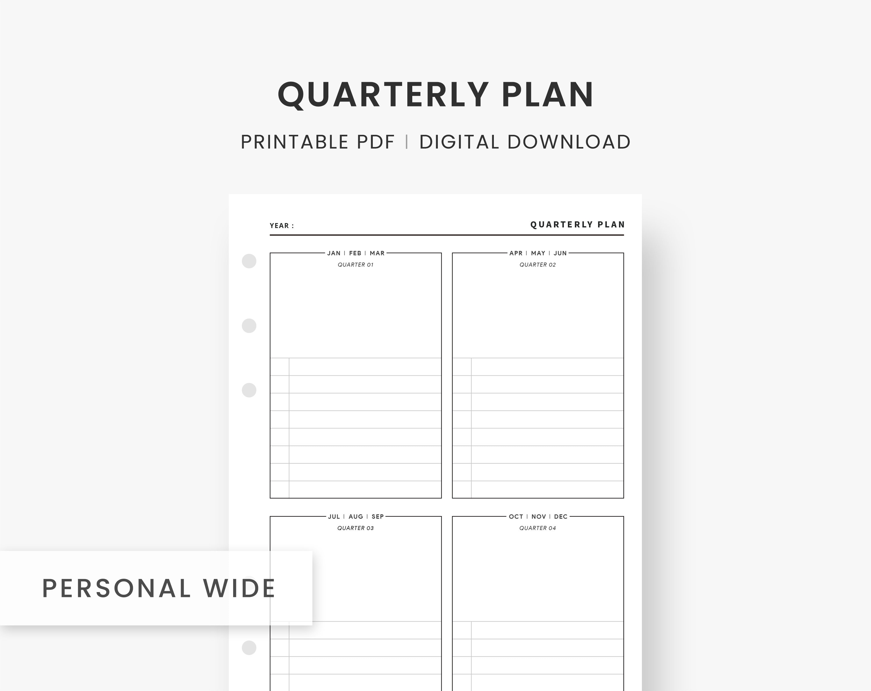 Quarterly to Do List, Quarterly Goal, Quarterly Planner, Personal Wide ...