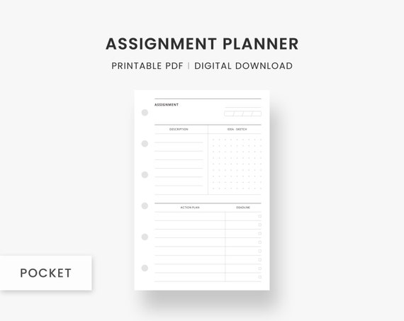 Pocket Inserts : Study Planner Printable Assignment Plan | Etsy